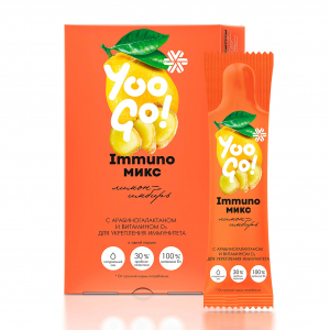 Yoo Go! Immuno Drink (Immune Defense), Lemon and Ginger, 8 szt. po 10 g ...